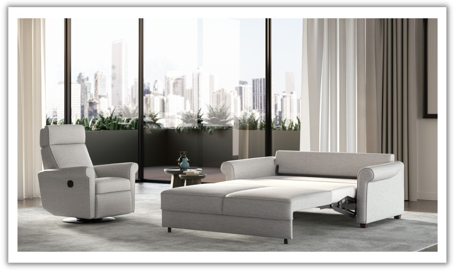 Luonto Charleston 2 Seater King Queen Sofa Sleeper with Level Function Jennifer Furniture