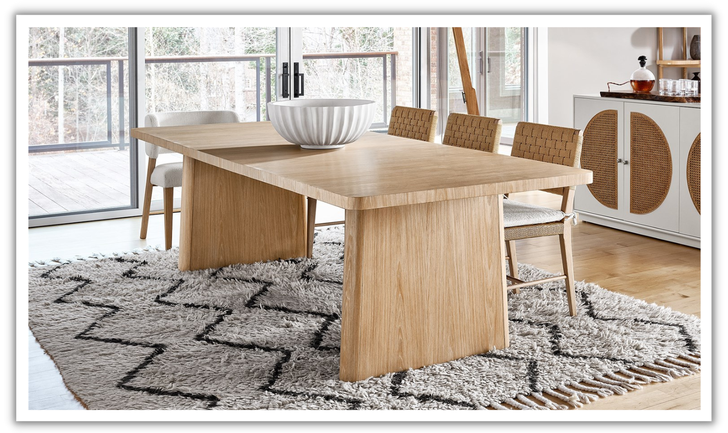 Universal Furniture Nomad Wooden Dining Table in White Oak Finish – Jennifer Furniture