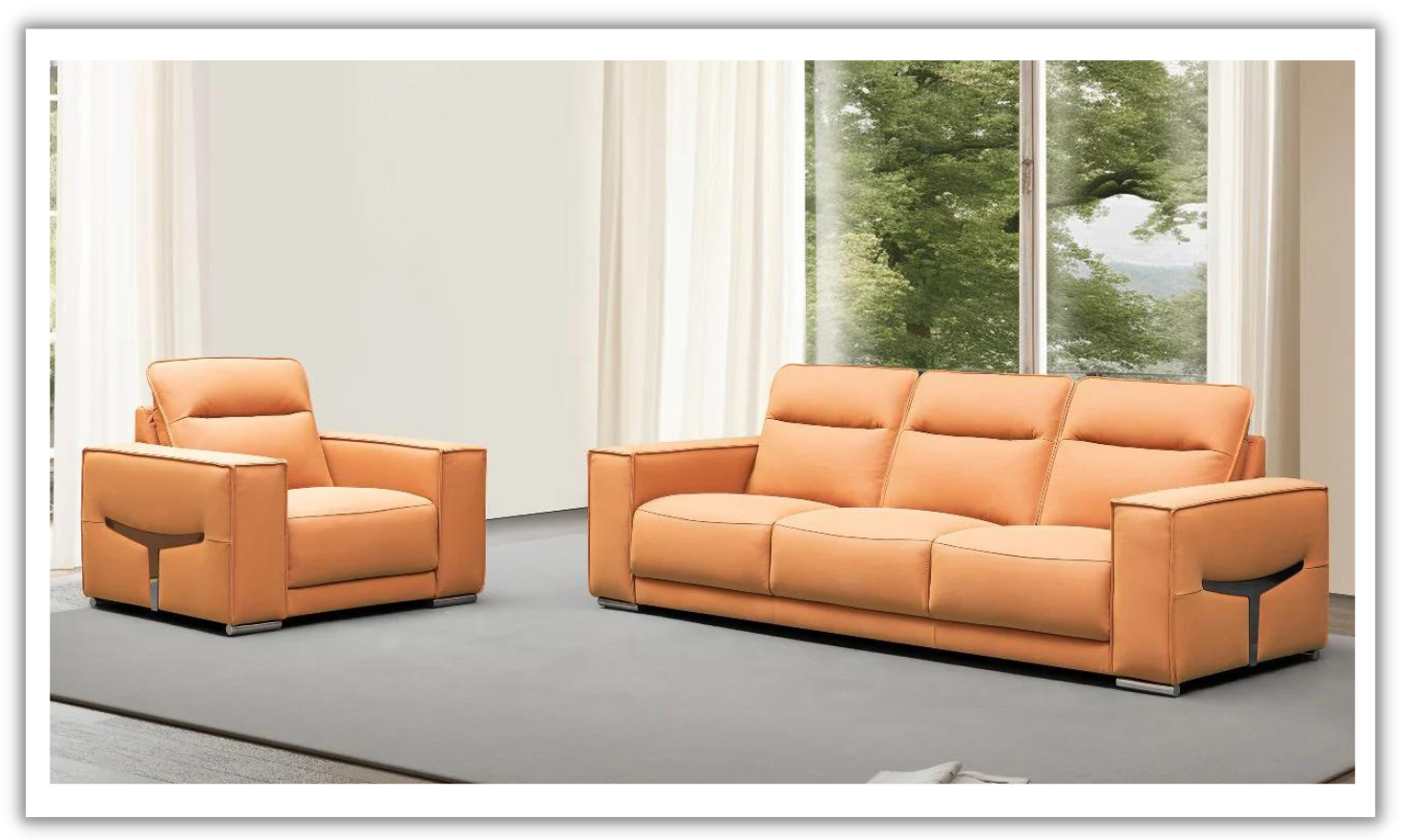Gio Italia Grazia 3-Seater Tufted Leather Sofa with Track Arms In Oran ...