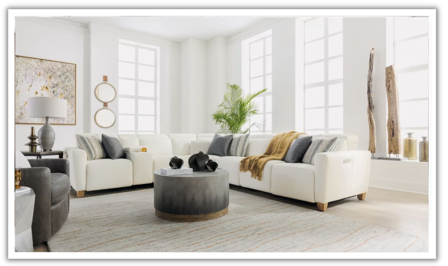 Flexsteel Latitudes Astra 5 Piece Leather Sectional with Speaker and U Jennifer Furniture