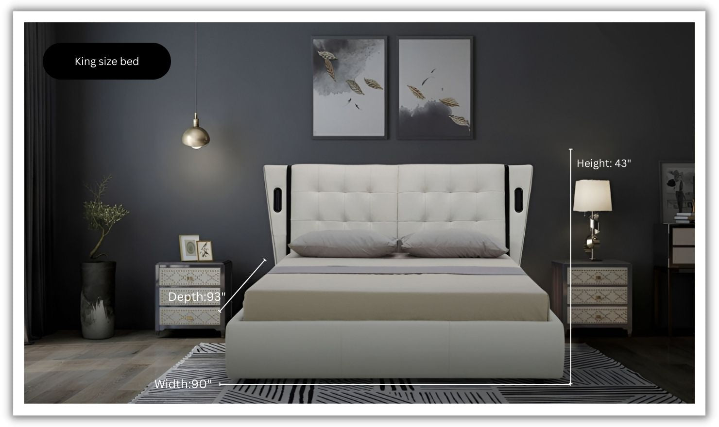Buy Gio Italia Milan Panel Bed with Tufted Fabric Headboard (Queen ...