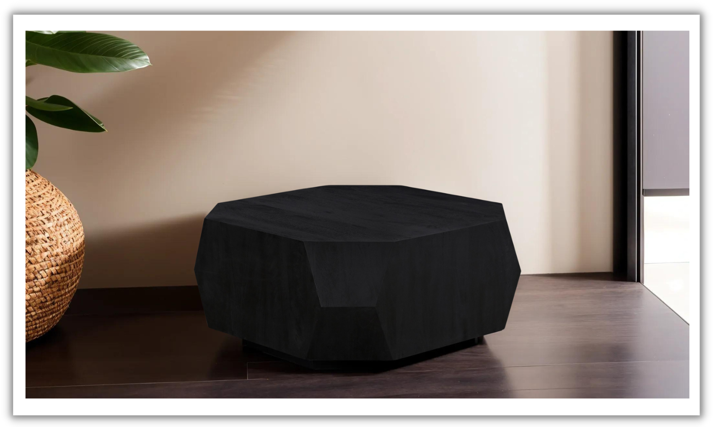 HTD Basalt Geometric Wooden Coffee Table in Distressed Black – Jennifer ...