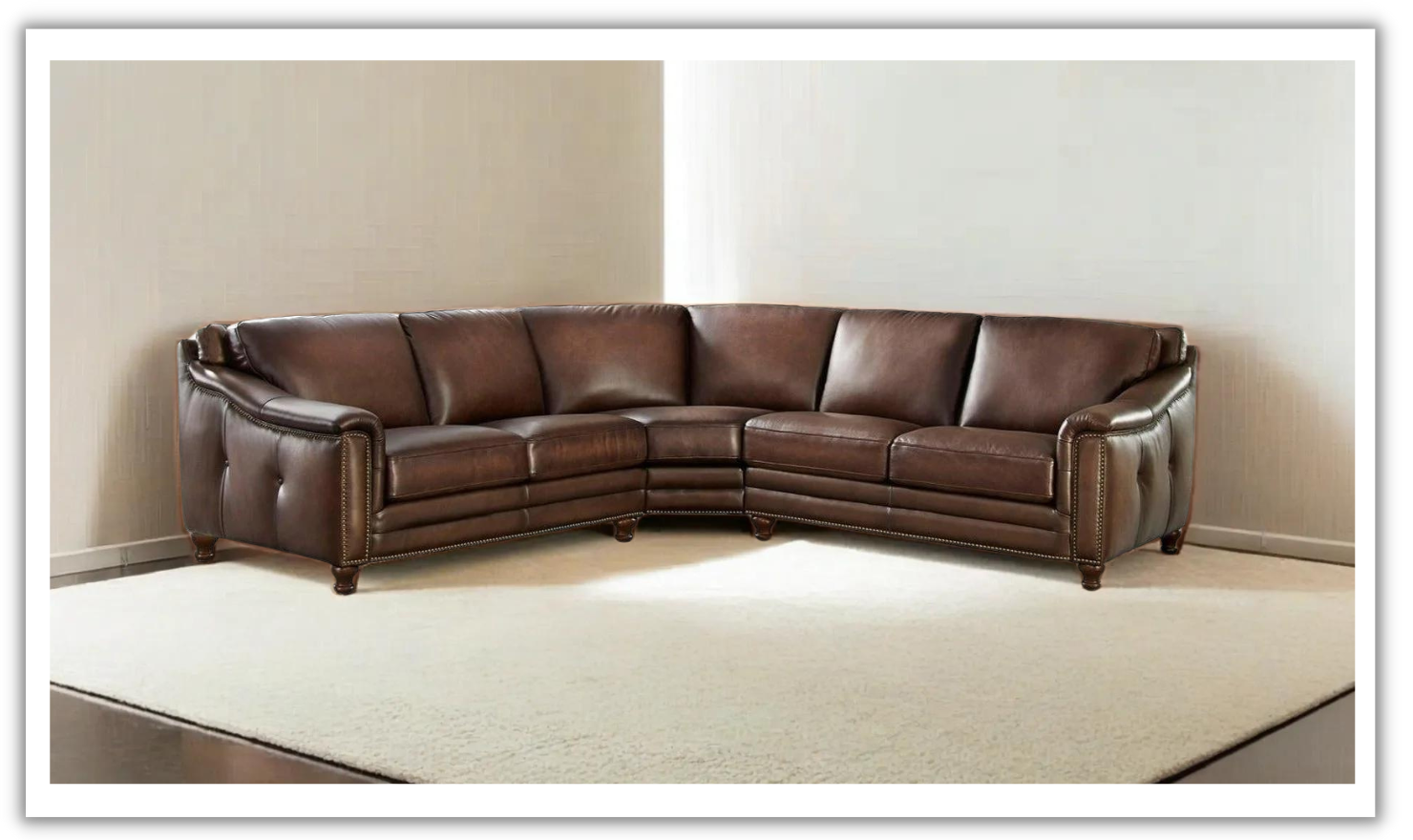 Belfast L-Shape Leather Sectional Sofa in Caramel Brown – Jennifer ...