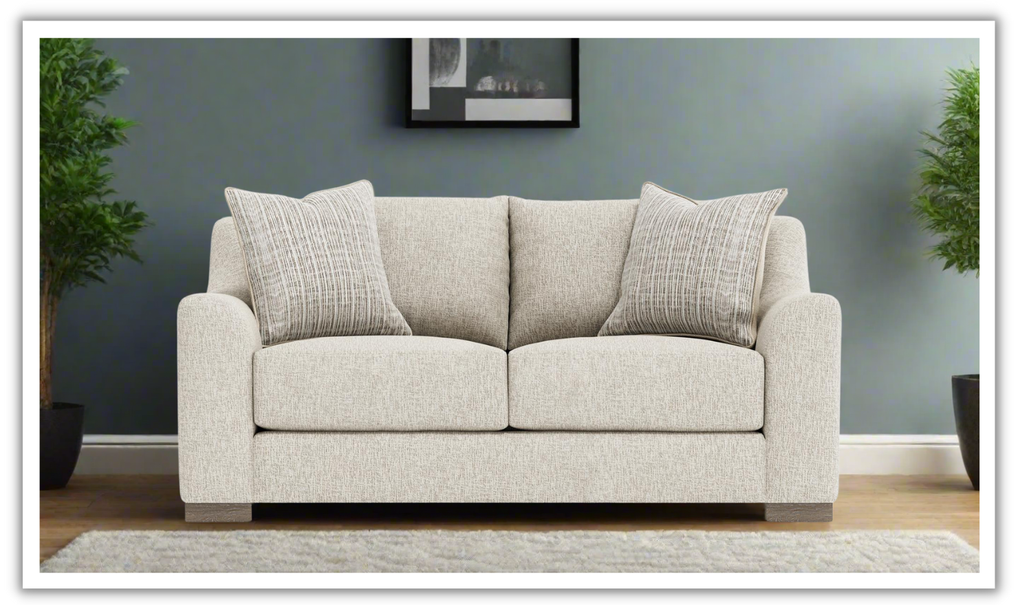 Bernhardt Gabi 2-seater Fabric Beige Loveseat with Plush Feather Down ...