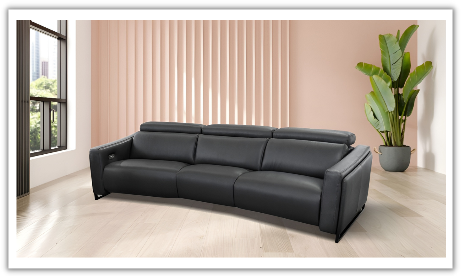 Buy Bracci Athos 3-Pieces Leather Sectional Sofa in Dark Gray Online ...