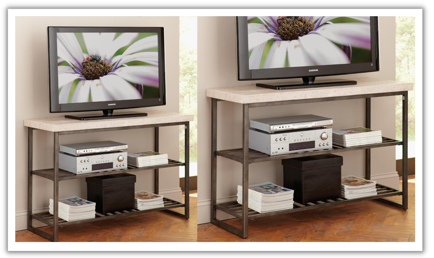 Buy Riverside Capri Console Table with Travertine Stone Top Online ...