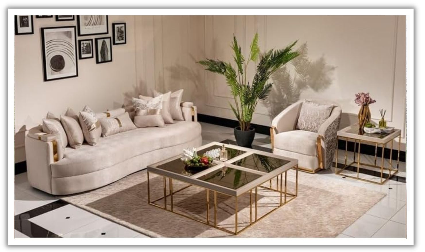 Carmela Living Room Set with Metal Band Arms – Jennifer Furniture