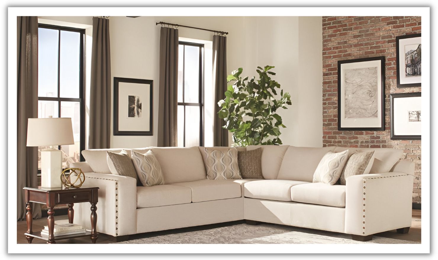 Buy Coaster Aria 4 Seater L Shaped Chenille Fabric Sectional Sofa in Beige Online Jennifer Furniture
