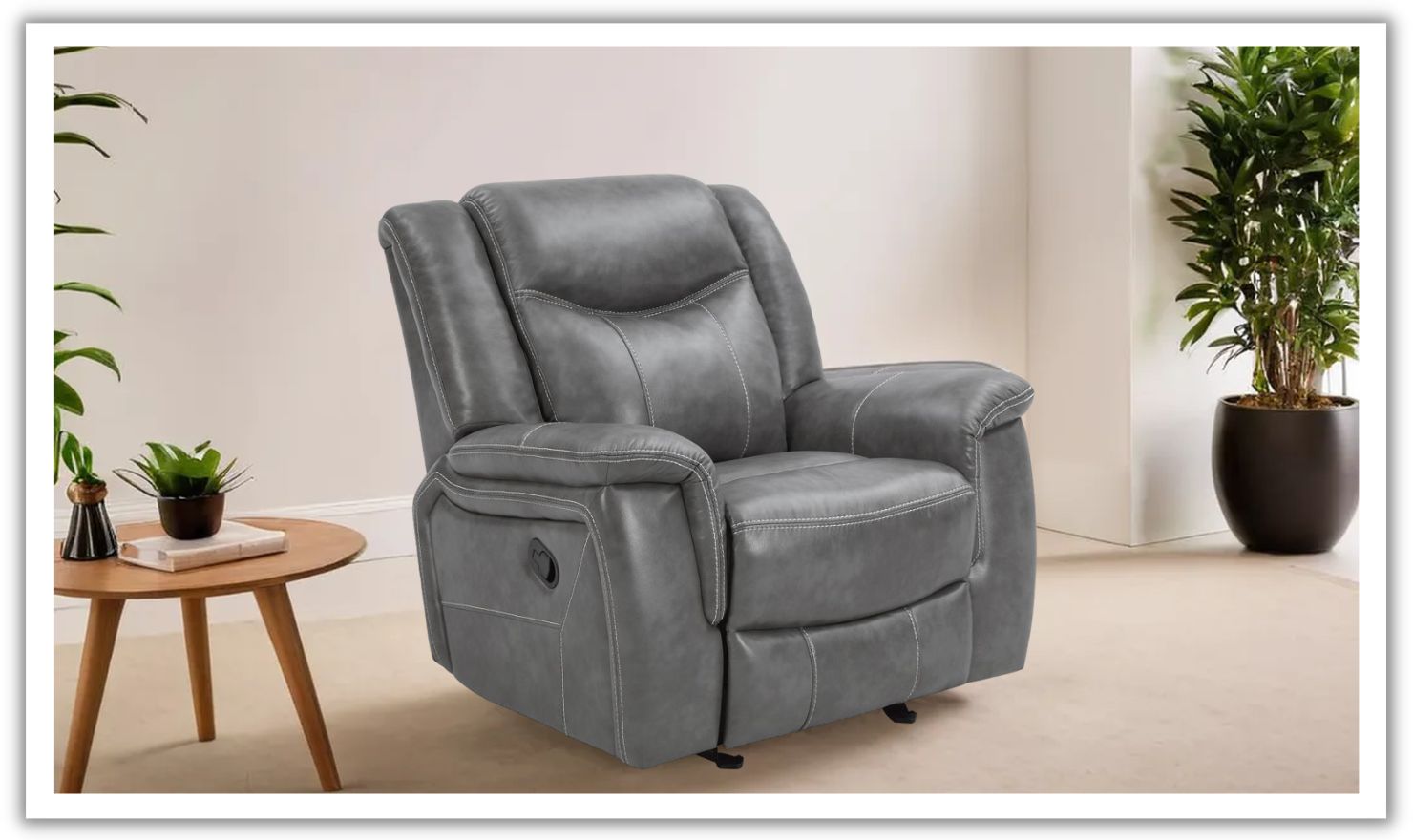 Buy Coaster Conrad Leather Manual Recliner Chair in Gray Online ...