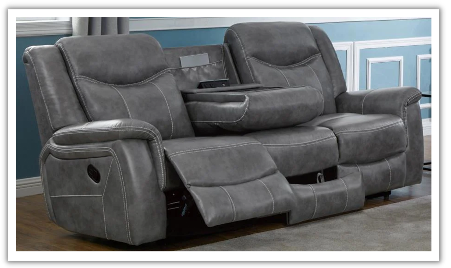 Buy Coaster Conrad 3-Seater Leather Recliner Sofa in Gray Online ...