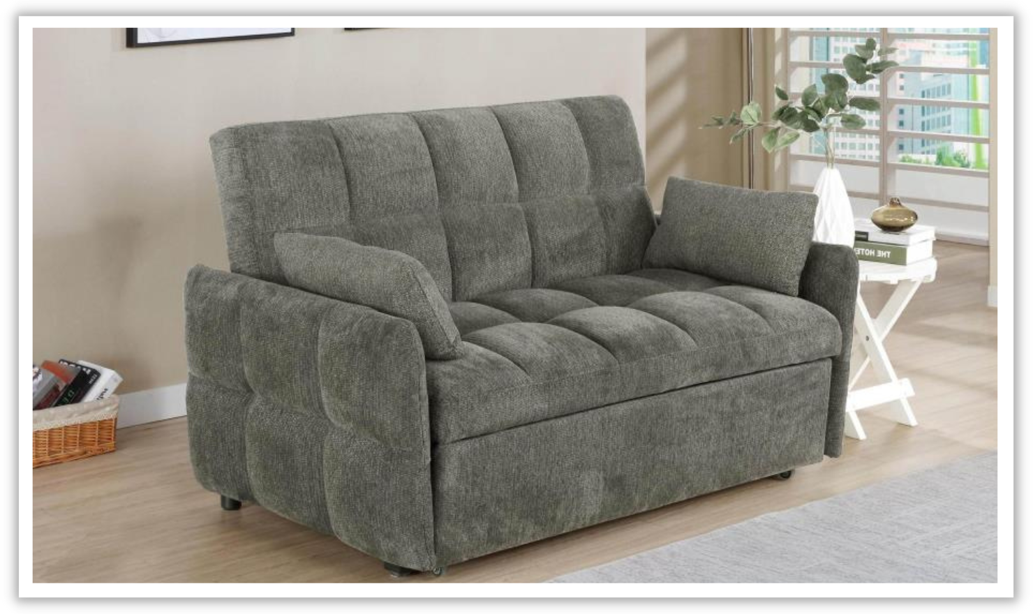 Buy Coaster Cotswold 2-Seater Tufted Fabric Sleeper Sofa in Gray Online ...