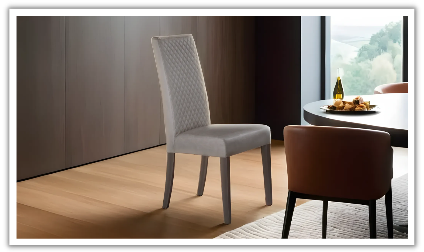 Jennifer Italia Travertine Gray Leather Premium Armless Dining Chair ...