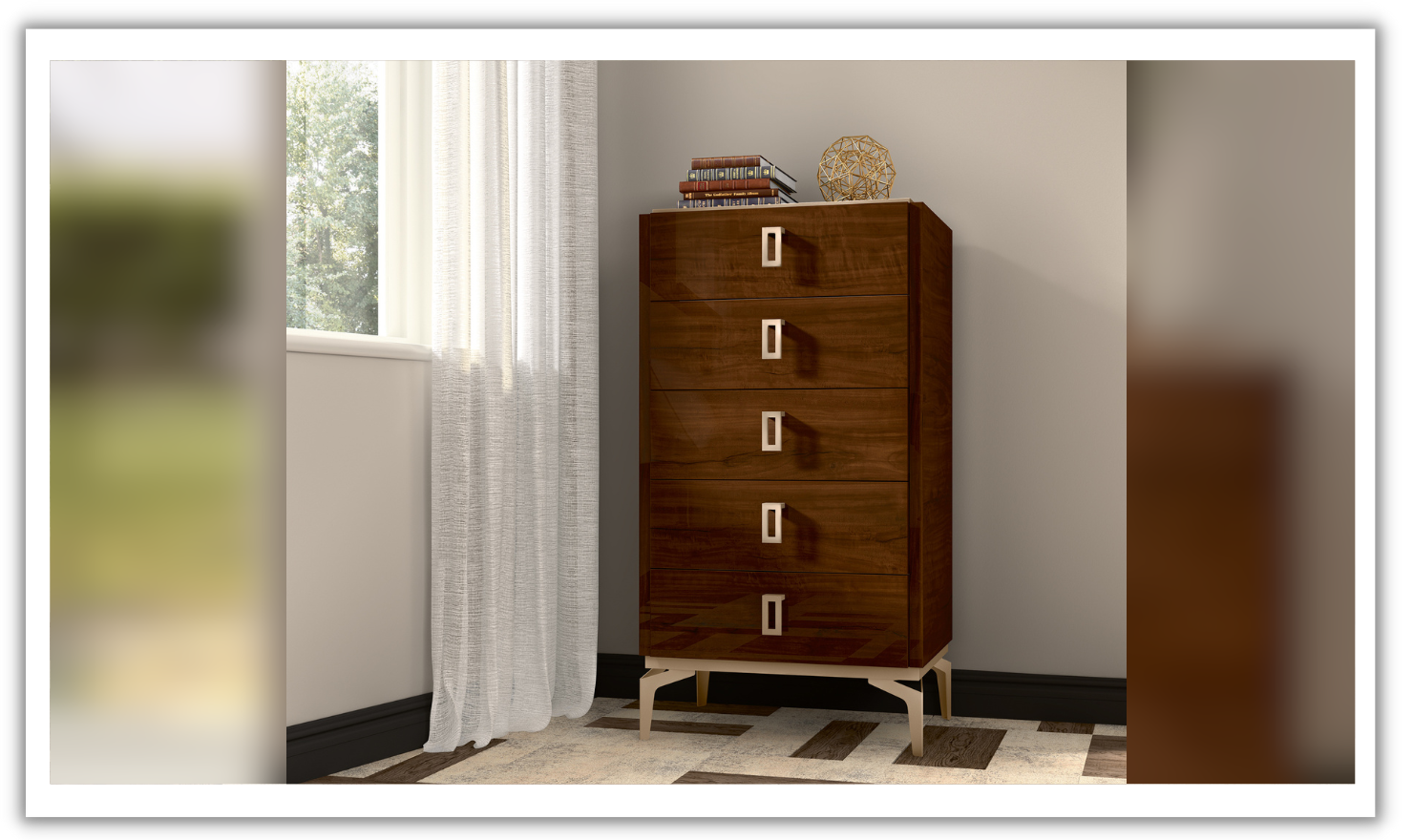 Eva 5 Drawer Chest in Walnut – Jennifer Furniture