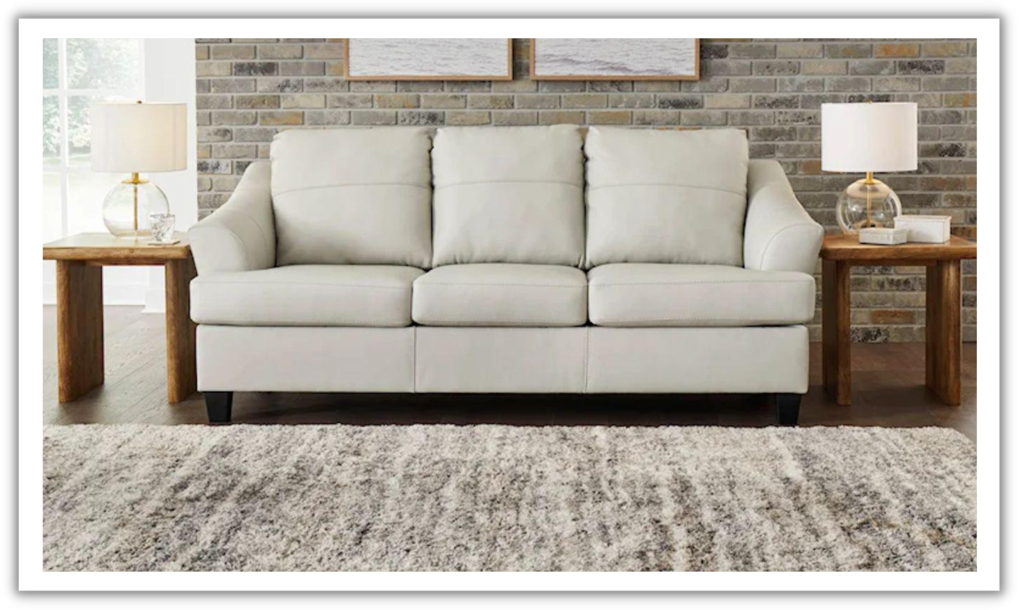 Genoa 3-Seater Queen Leather Sofa Sleeper with Flare Tapered Arm ...