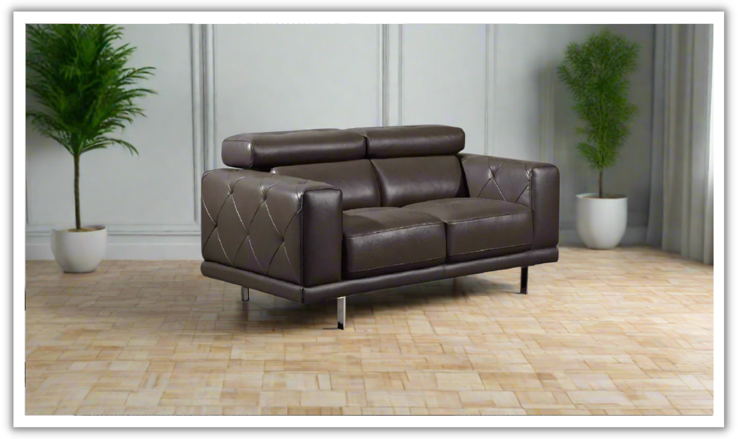 Buy Gio Italia Faby Modern Leather Loveseat with Adjustable Headrest ...