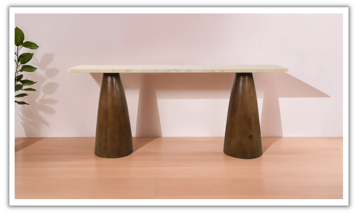 HTD Breton Brown Console Table with Travertine Top in Walnut Finish – Jennifer Furniture