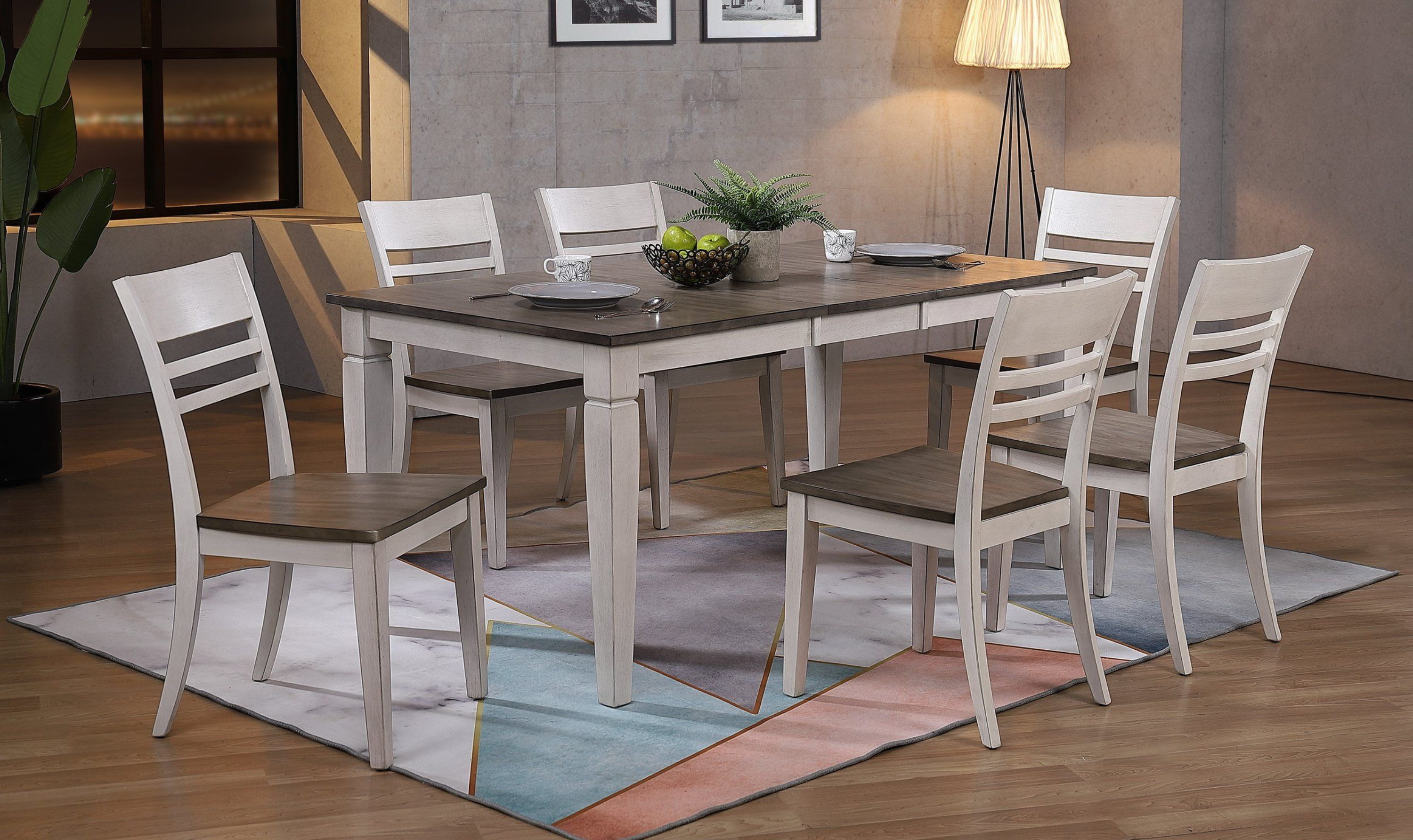 Iconic Furniture Loft Ash & Stormy White Transitional Ladderback Dinin ...