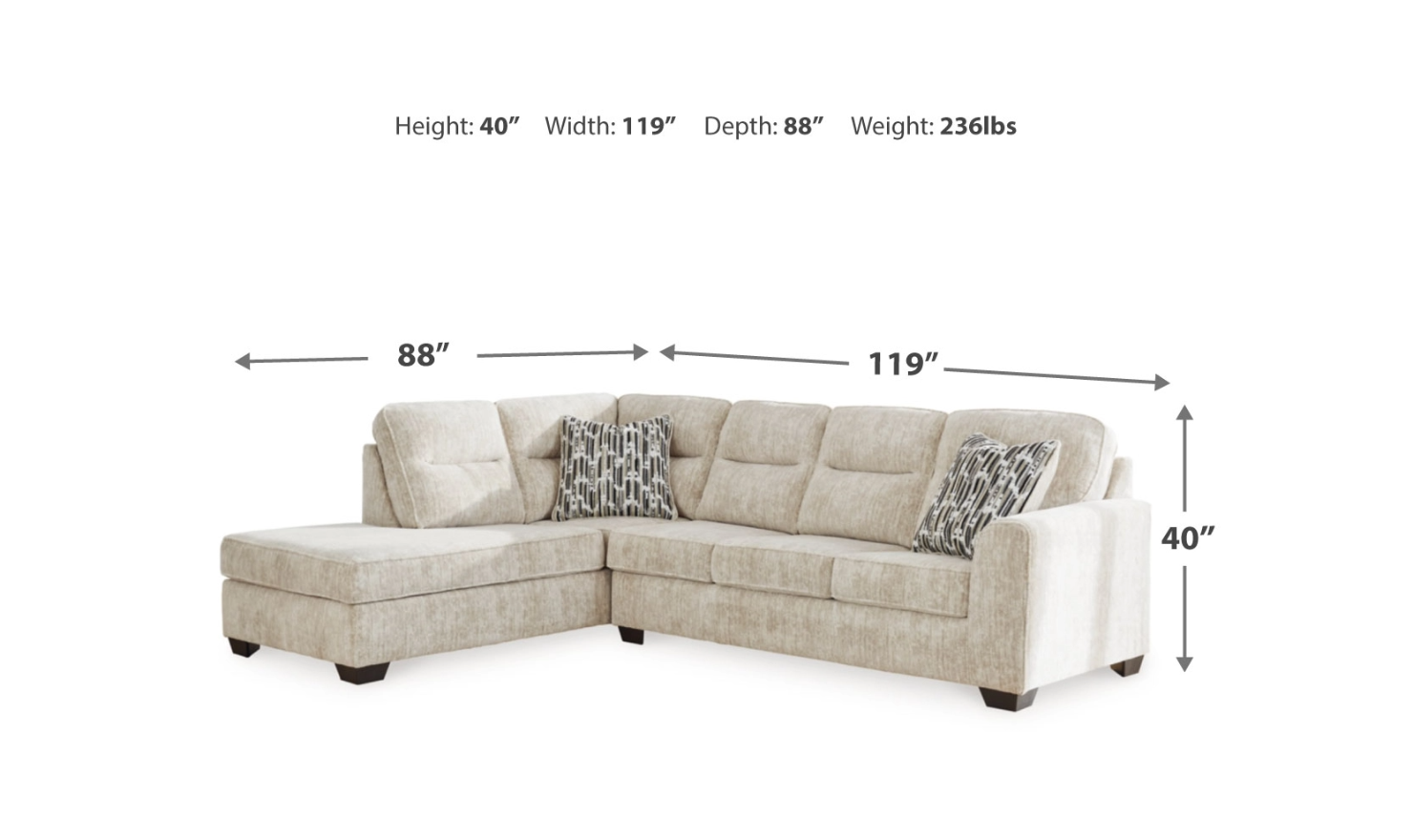 Modern Heritage Lonoke 2-Piece L-Shaped Sectional With Chaise ...