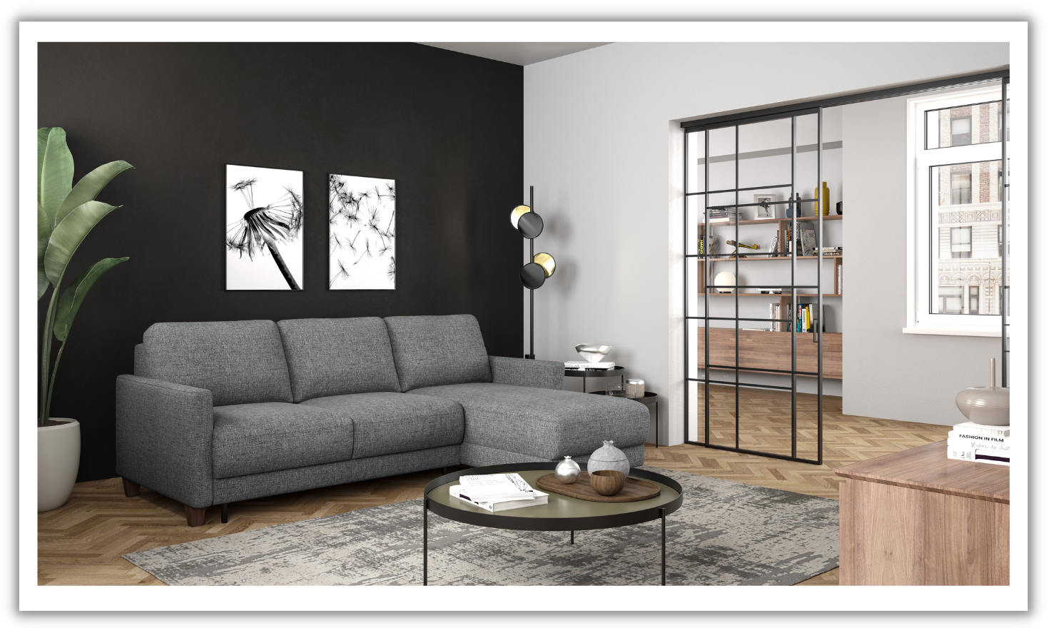 Luonto Martta L-shaped Fabric Full Sectional Sleeper with Storage ...