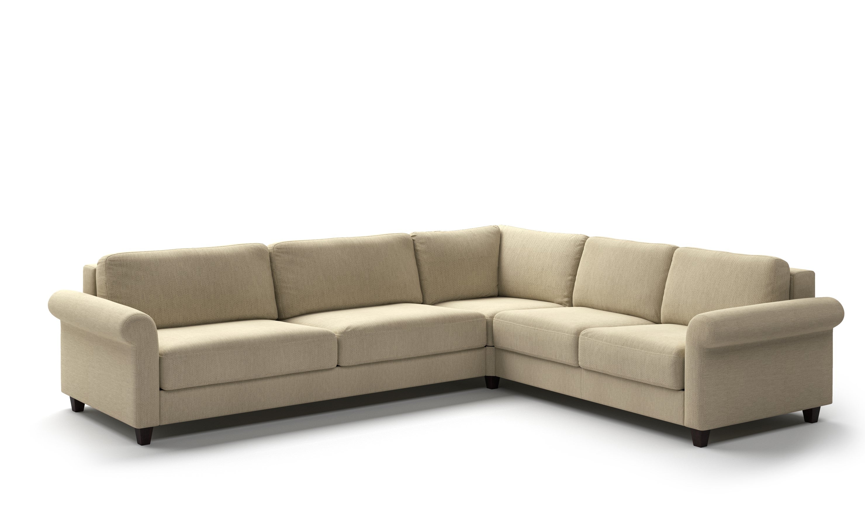 Luonto Hugo L Shaped Transitional Fabric Sectional Sleeper Sofa in Beige Jennifer Furniture