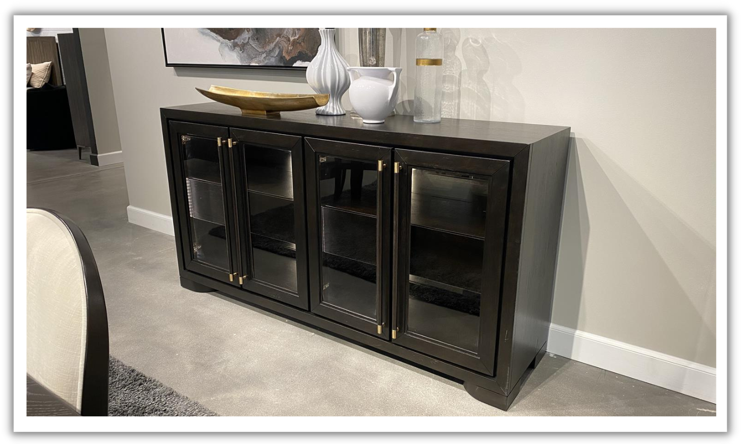 Buy Riverside Lydia Display Sideboard with 2 Drawers in Black Online ...