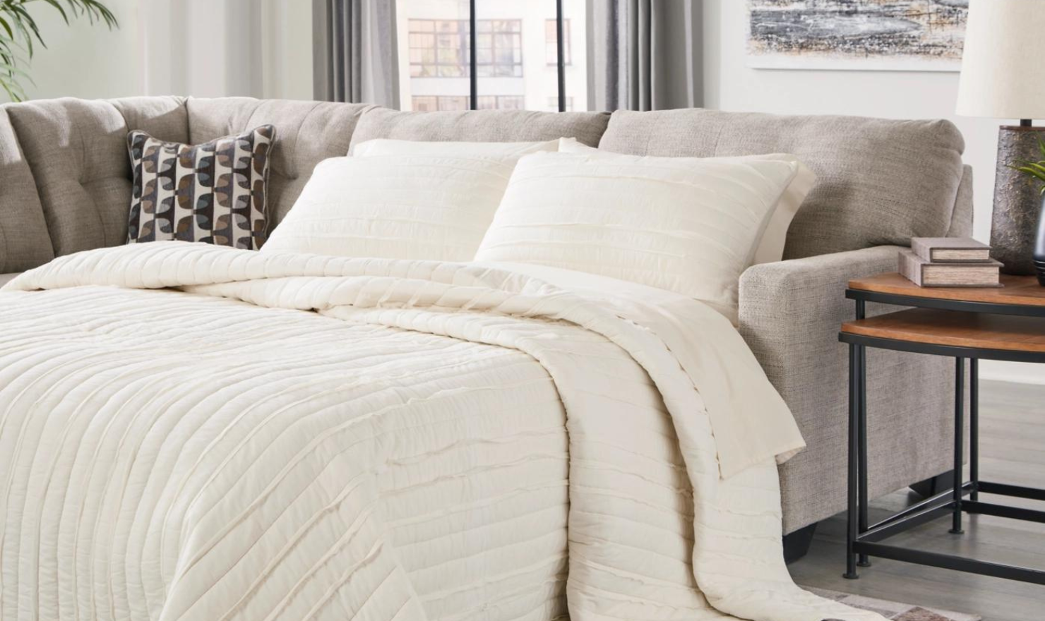 Modern Heritage Mahoney 2-Piece Full Sleeper Sectional with Chaise In ...