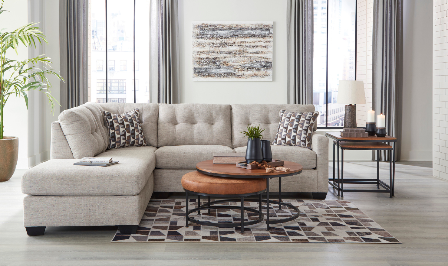 Modern Heritage Mahoney 2-Piece Full Sleeper Sectional with Chaise In ...