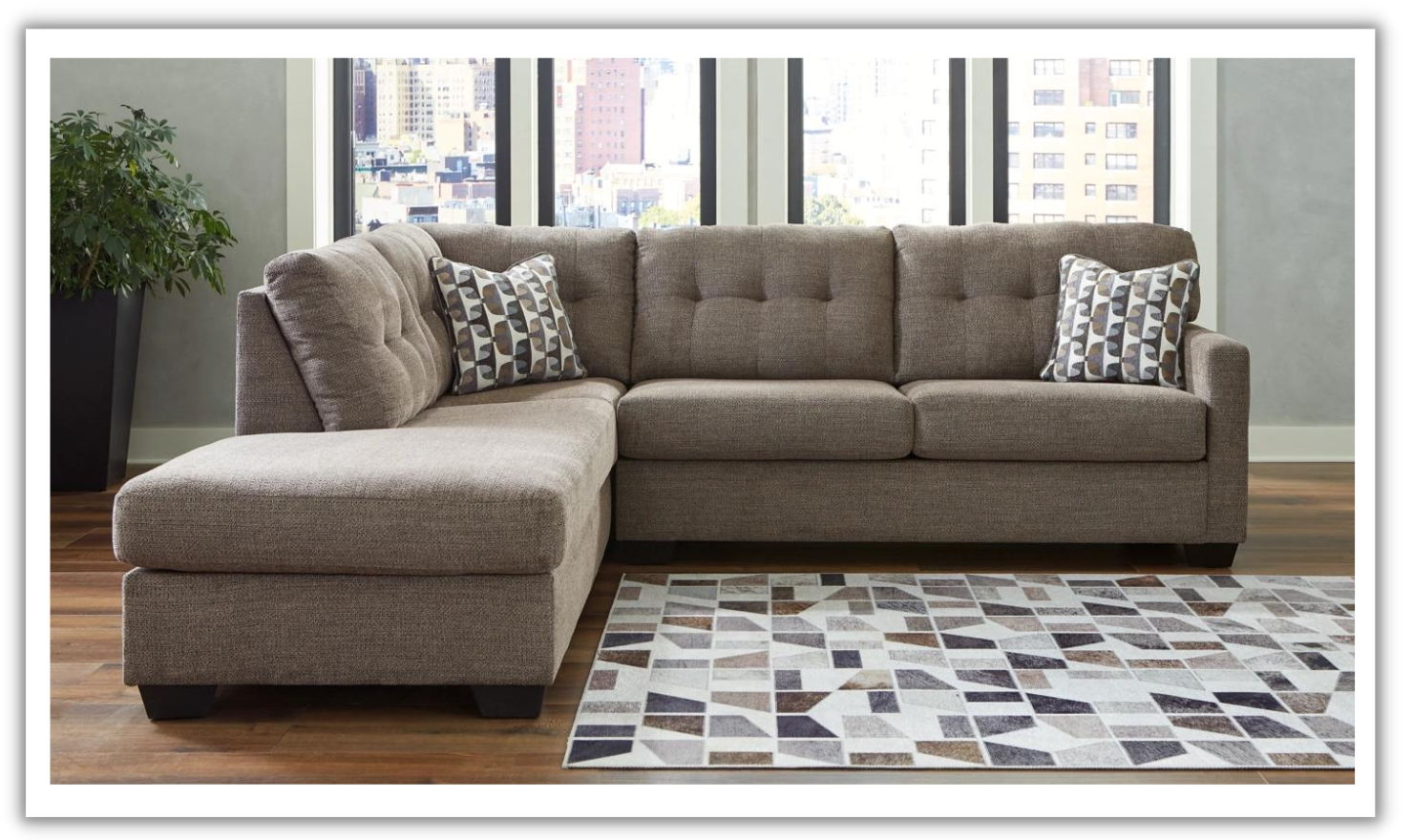 Modern Heritage Mahoney 2-Piece Full Sleeper Sectional with Chaise In ...