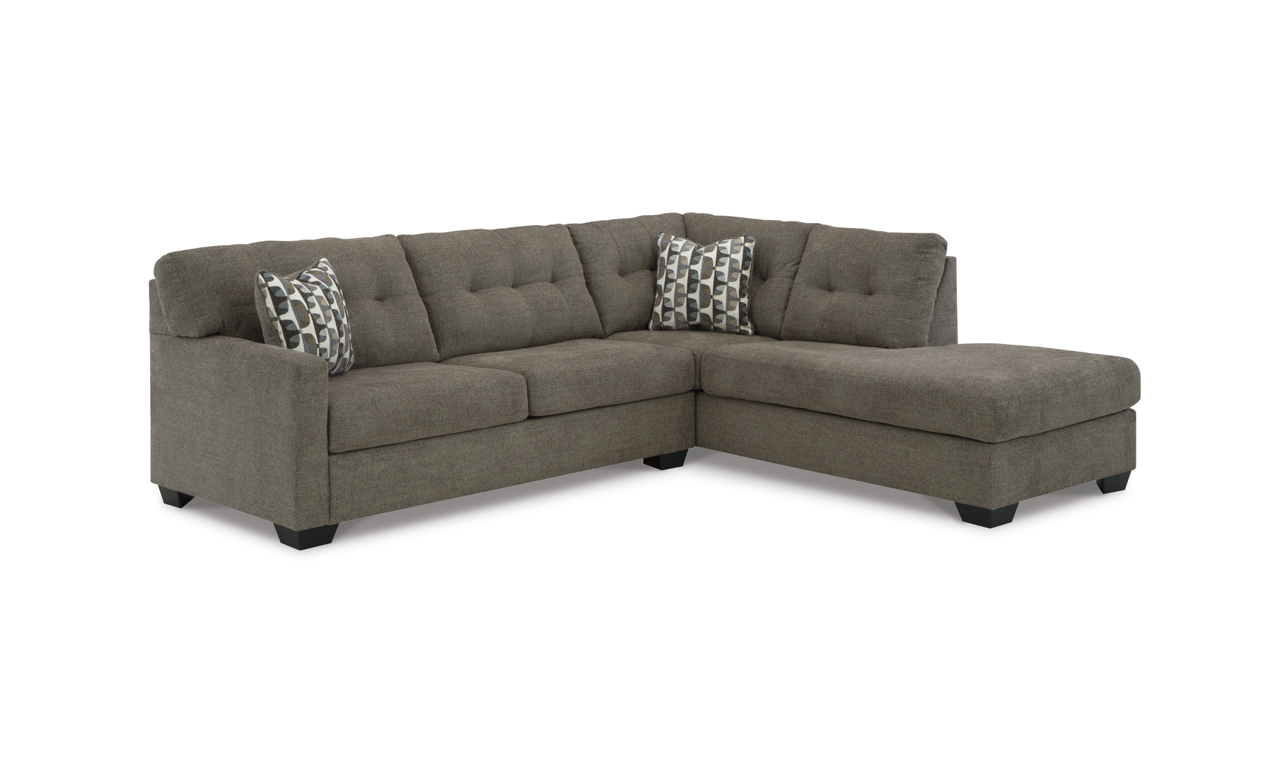 Modern Heritage Mahoney Fabric 2-Piece Full Sleeper Sectional with Cha ...