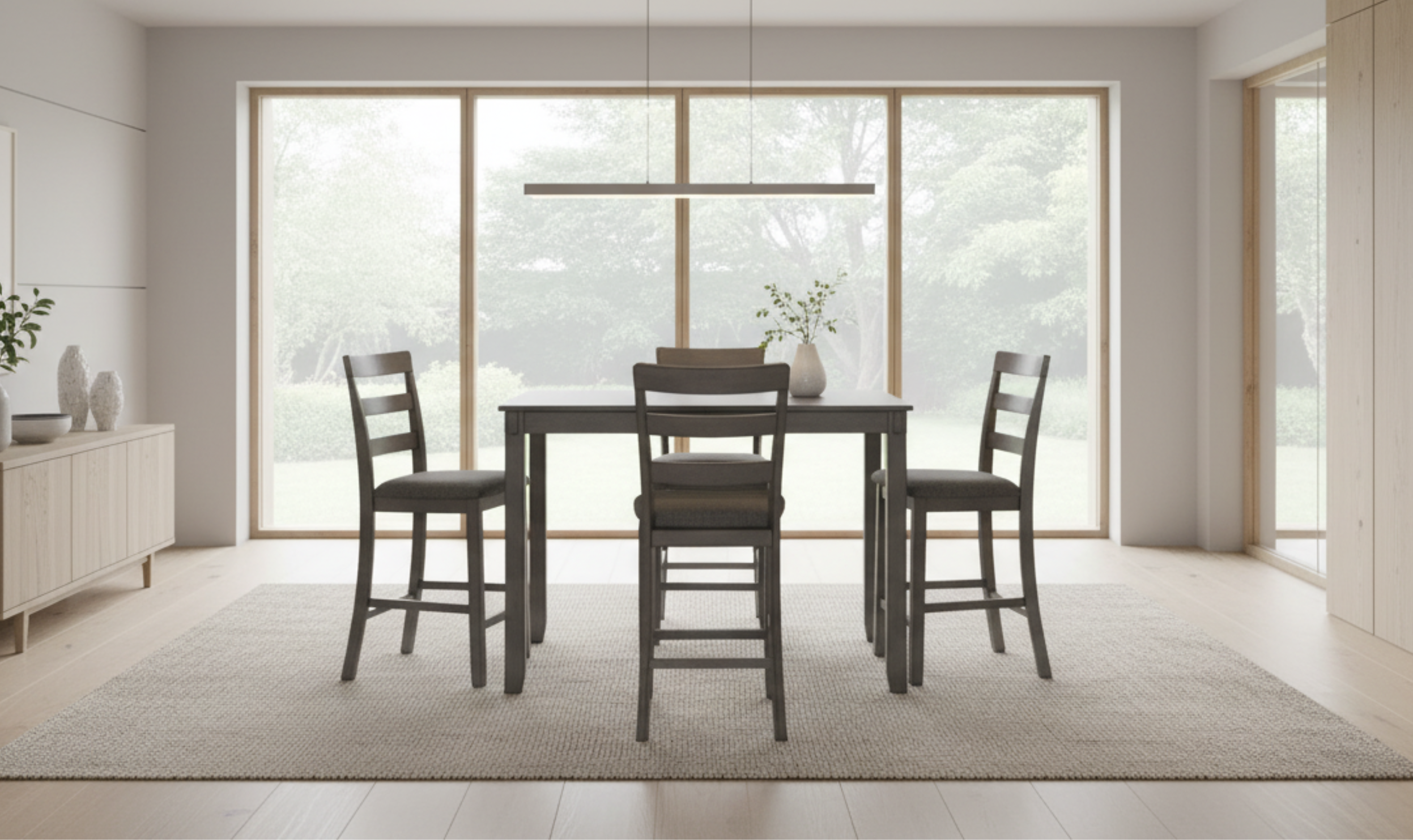 Modern Heritage Bridson 5 Pieces Wooden Counter Height Dining Set in G ...