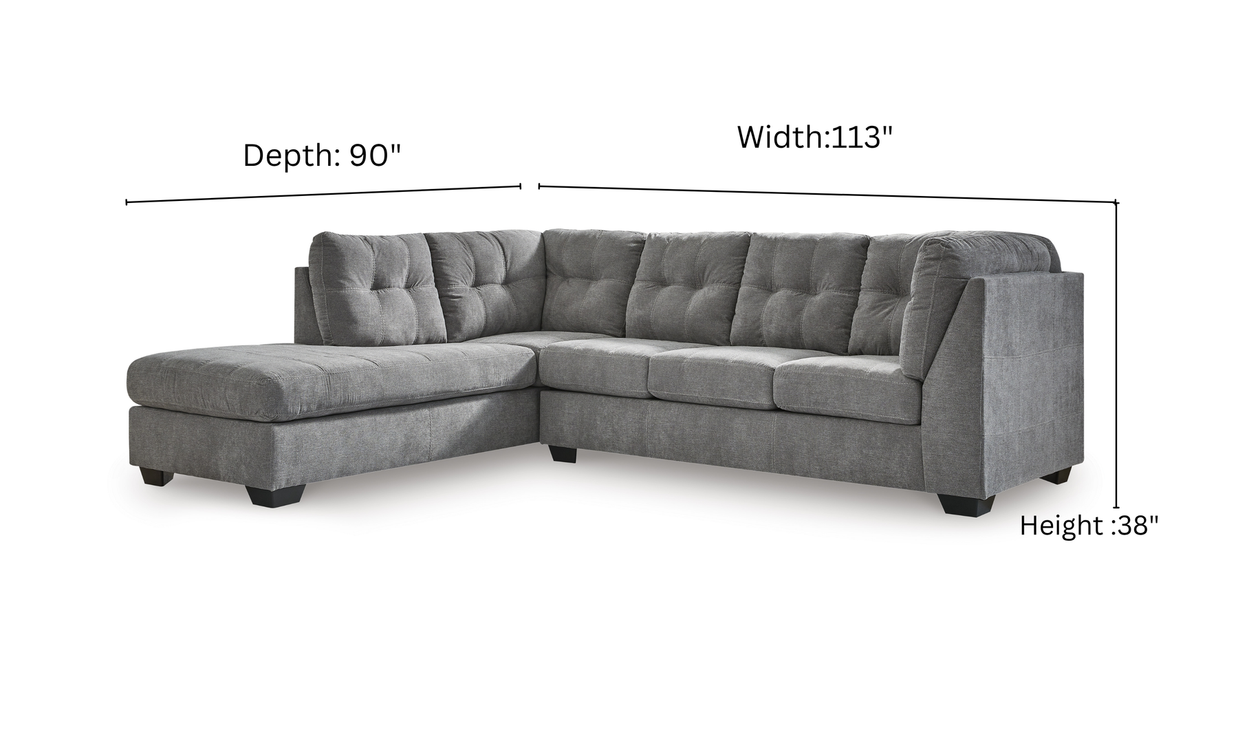Modern Heritage Marleton 2-Piece Fabric Full Sleeper Sectional with Ch ...
