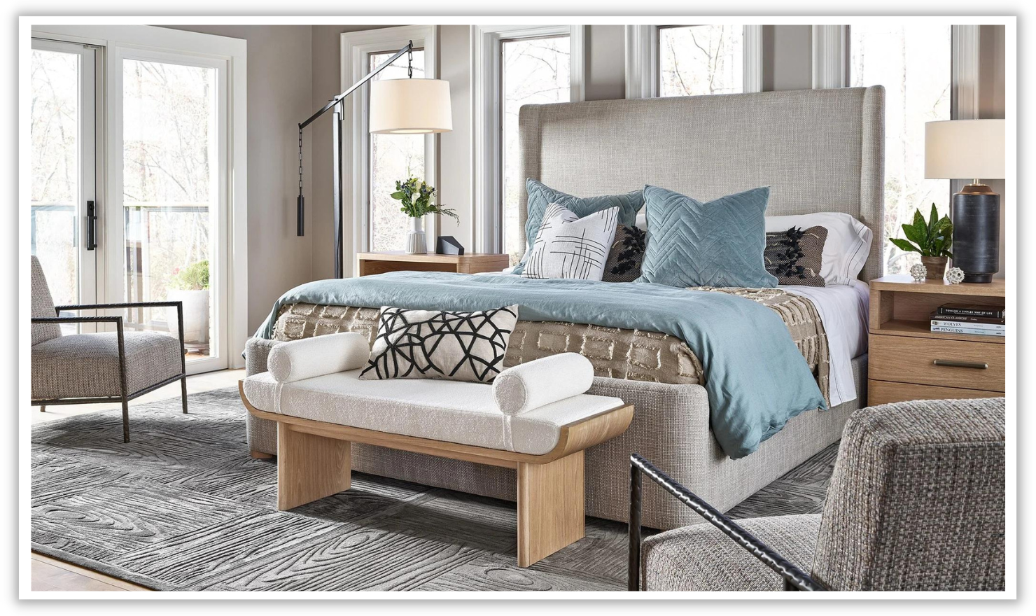 Universal Nomad Sischo Bench in Fabric – Jennifer Furniture