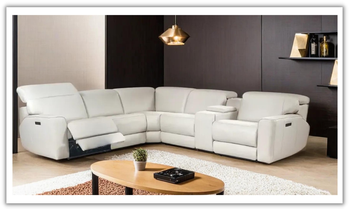 Skyway 6-Piece Power Recliner Sectional with USB Port in Light Gray ...