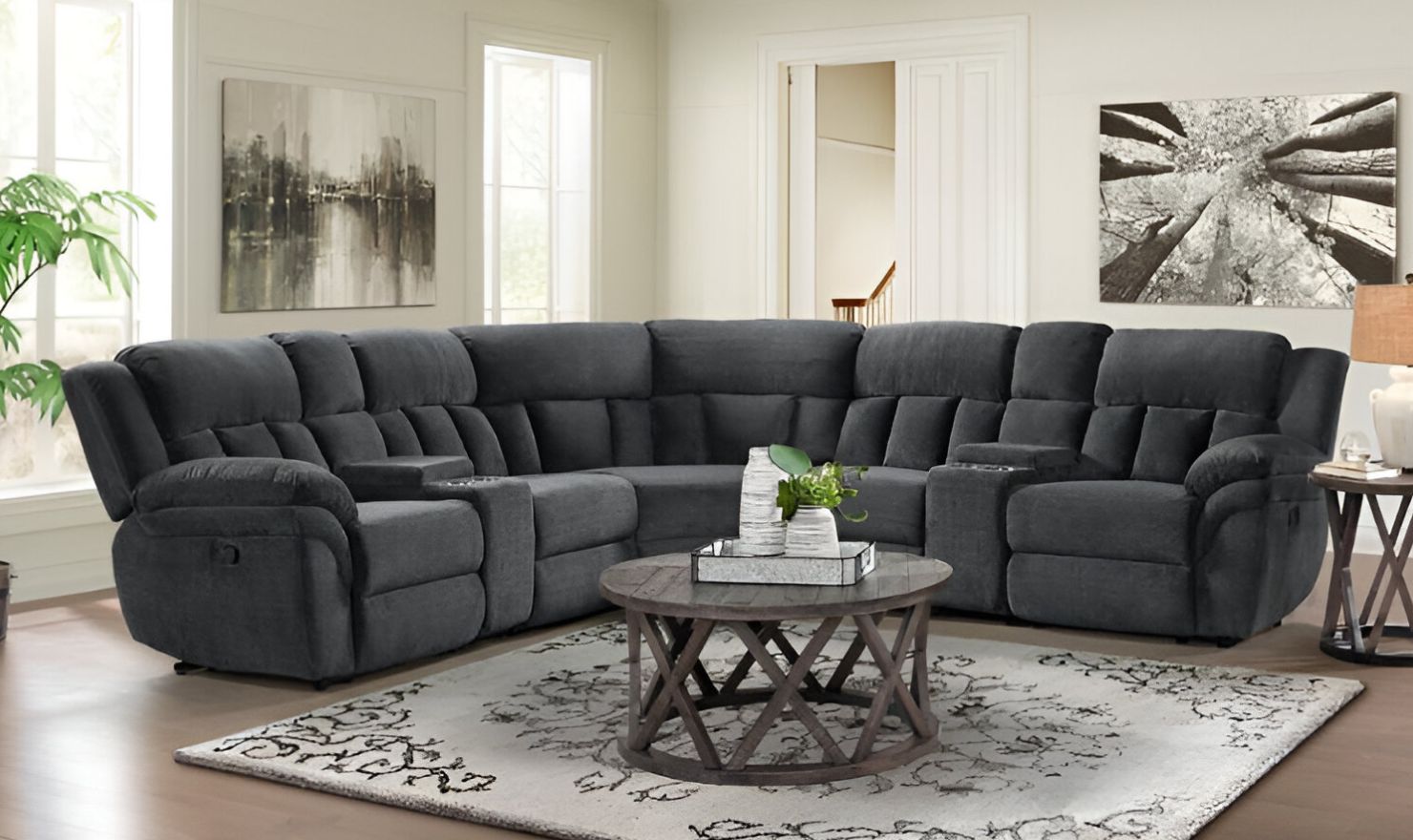 Smart Furniture Mccobb 7PCs Recliner Sectional Sofa in Gray