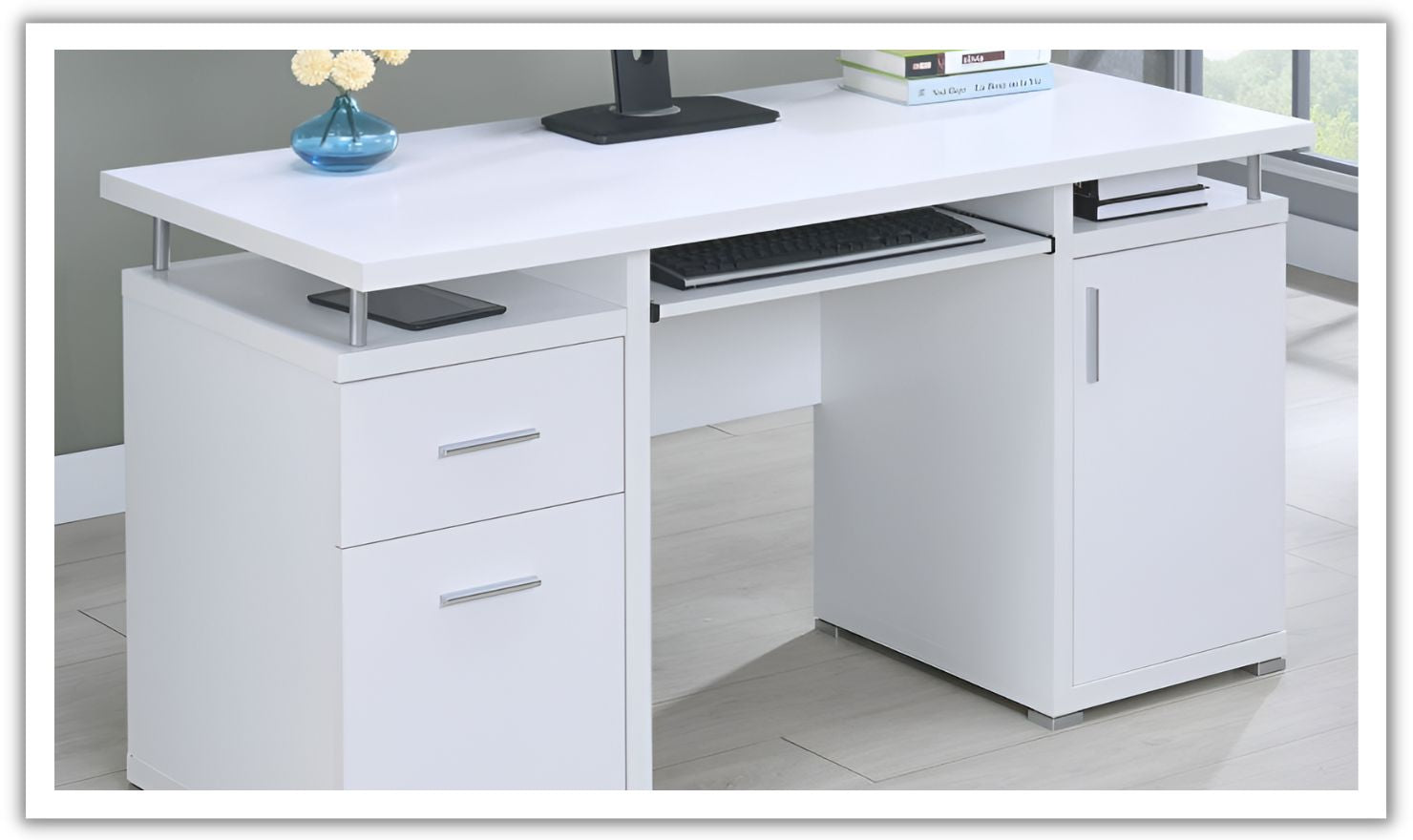 Tracy Office Desk in White – Jennifer Furniture