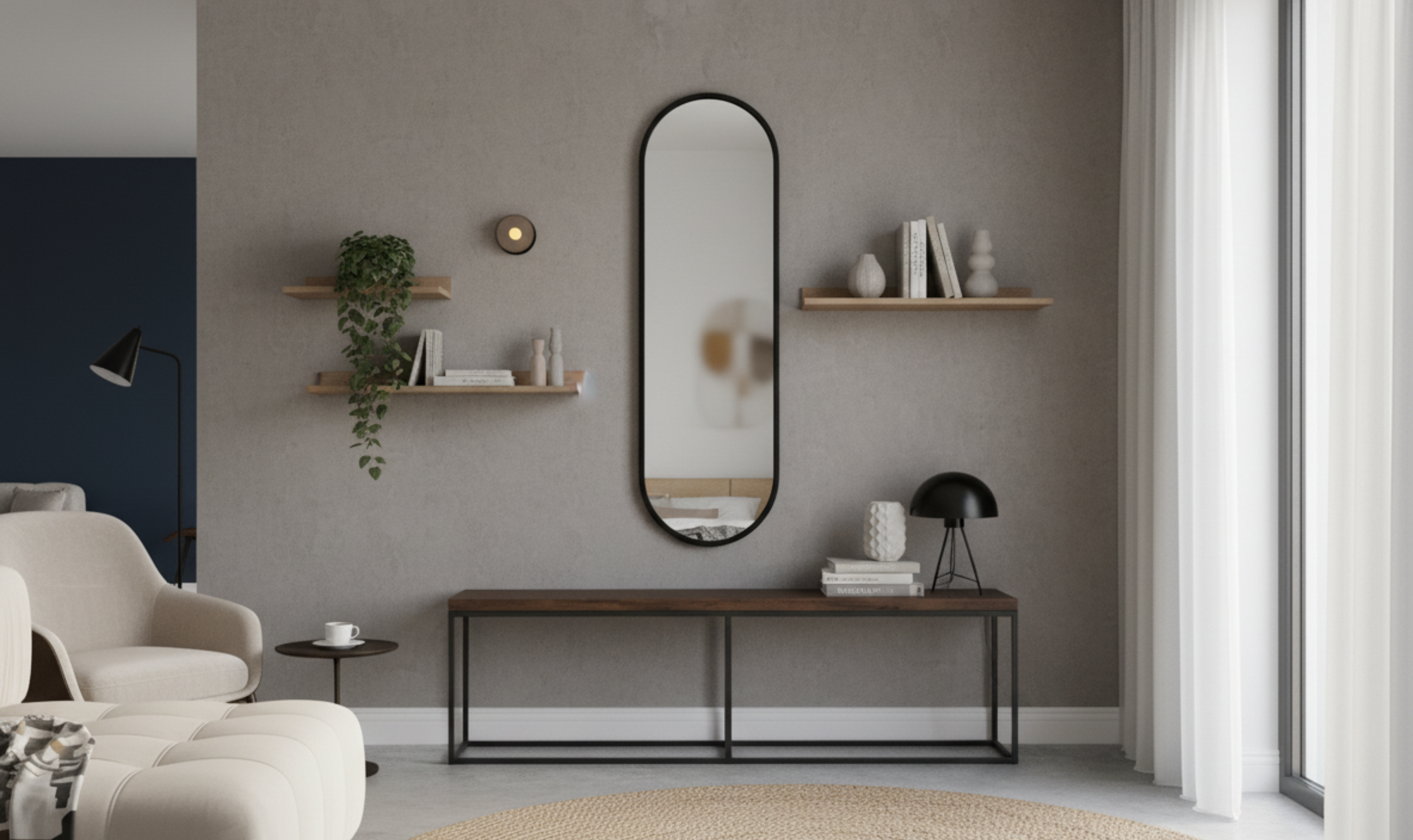 Universal Furniture Coalesce Olsen Mirror With Dark Slate Metal Frame ...