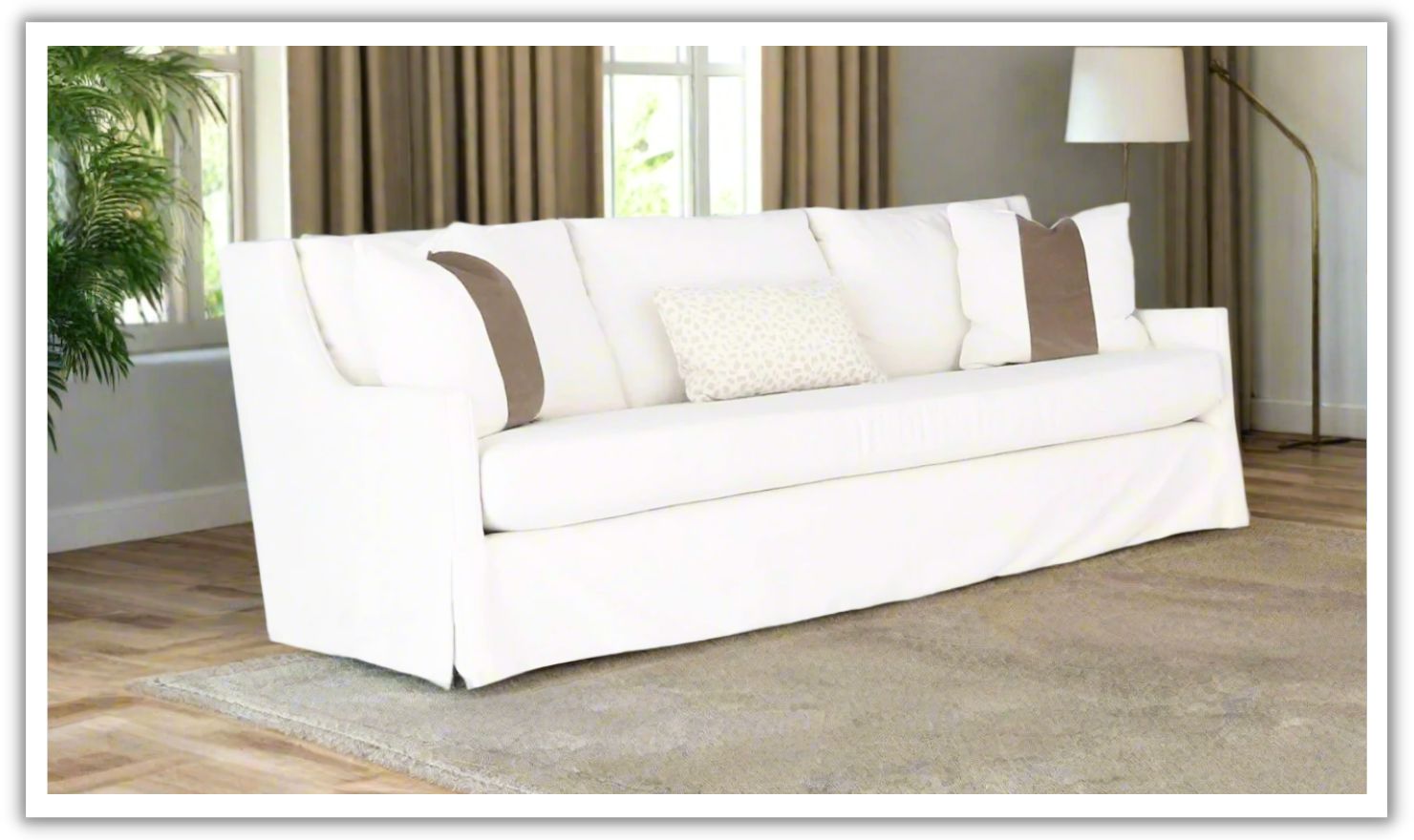 Universal Furniture Hudson 3-seater Fabric White Sofa with Pillows ...