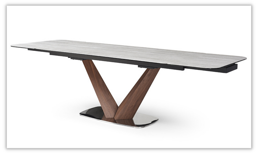 Esf Italia Luke Ceramic + Wooden Made Extendable Dining Table ...
