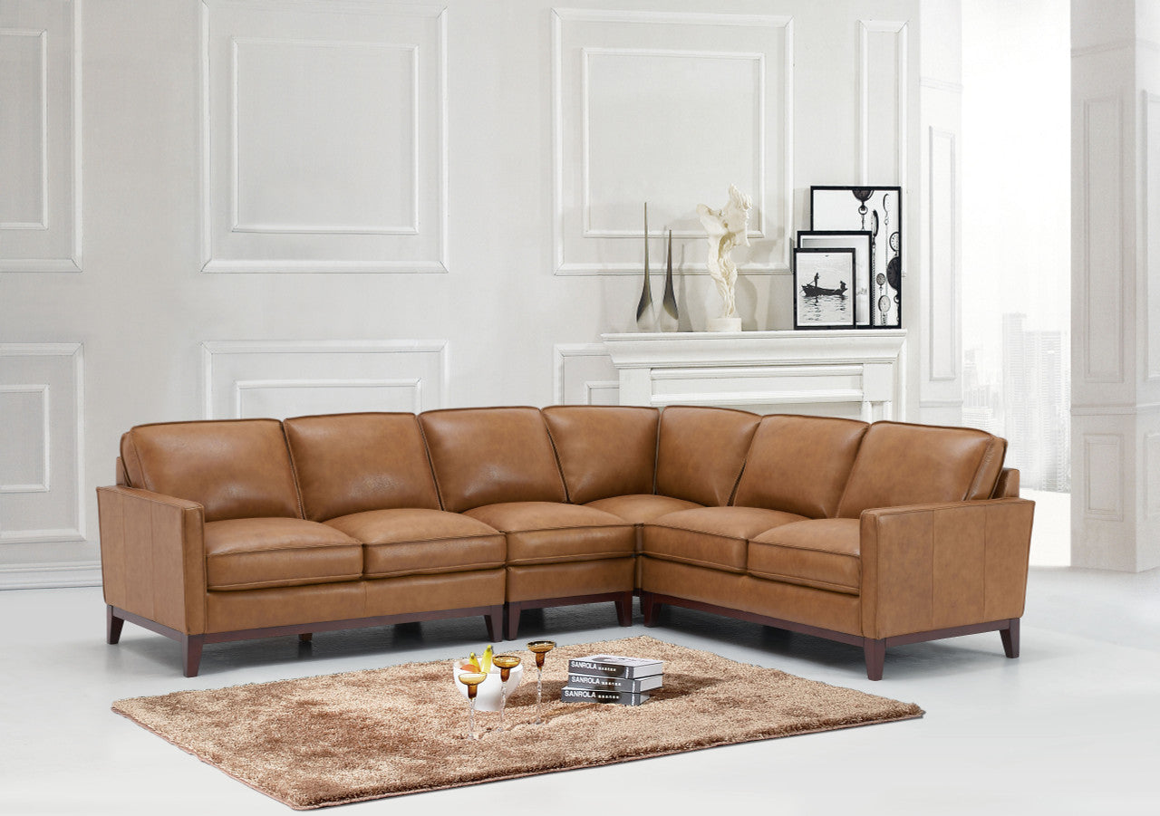 Buy Gio Italia Harper 5 Seater L Shaped Tan Leather Sectional Sofa Online Jennifer Furniture