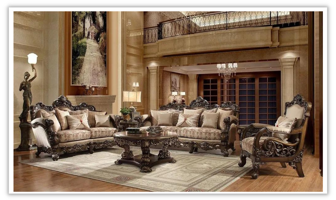 Buy HomeyDesign Busch 3 Pieces Fabric Living Room Set in Beige Online ...