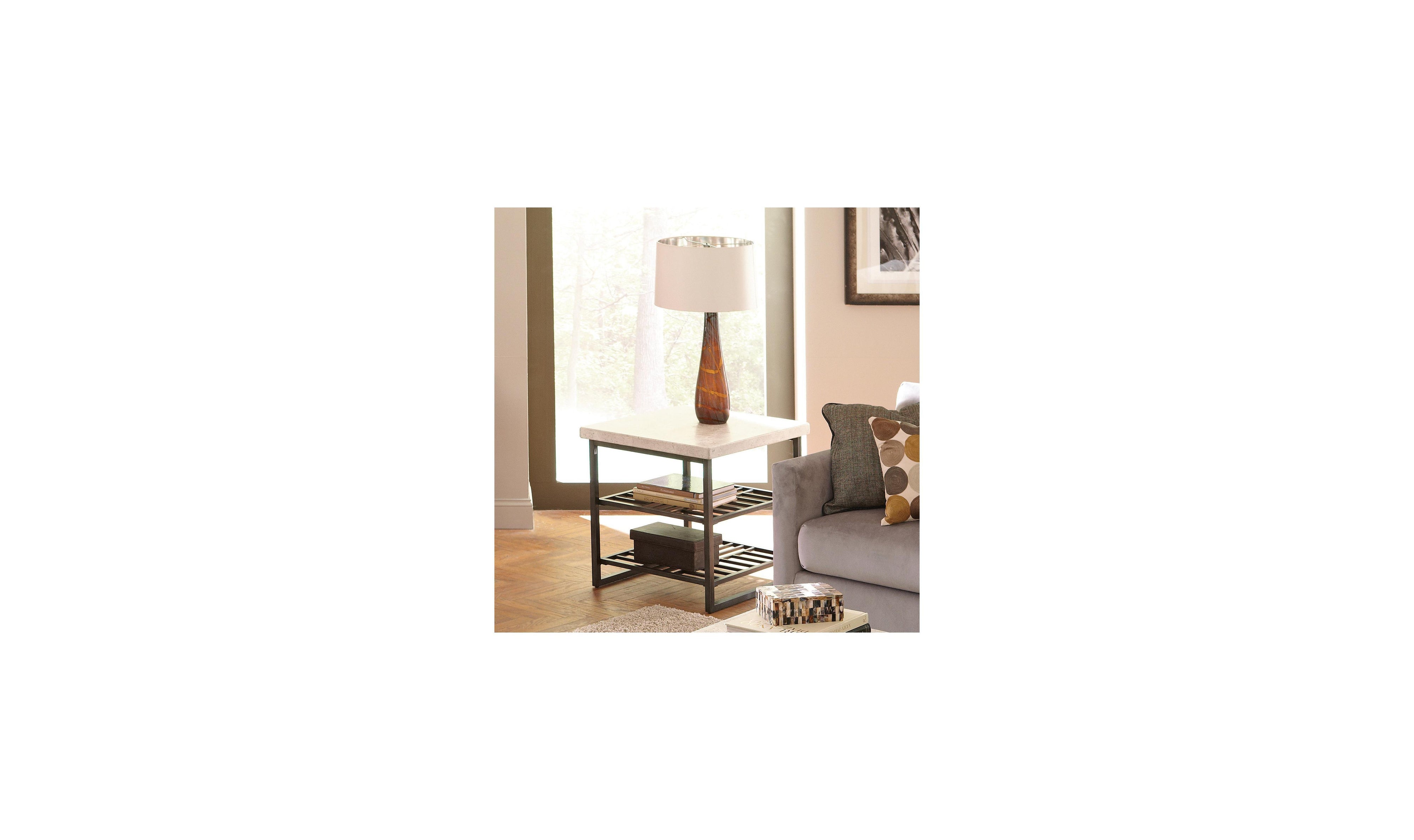 Buy Riverside Capri Rectangular End Table with Stone Top Online ...