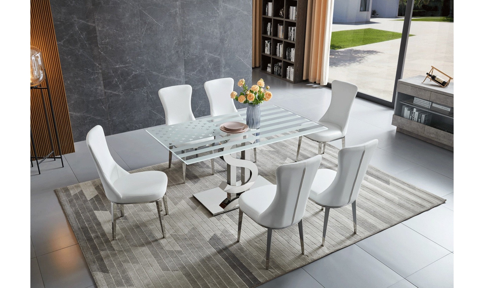 ESF Furniture Eden Eco Leather Upholstered Armless Dining Chair in Whi ...