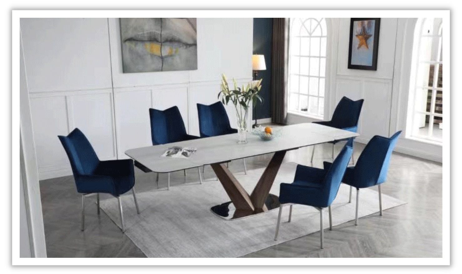 Esf Italia Luke Ceramic + Wooden Made Extendable Dining Table ...