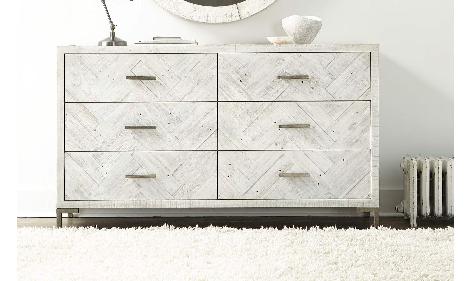 Bernhardt Macauley White Contemporary Dresser in Herringbone Pattern ...