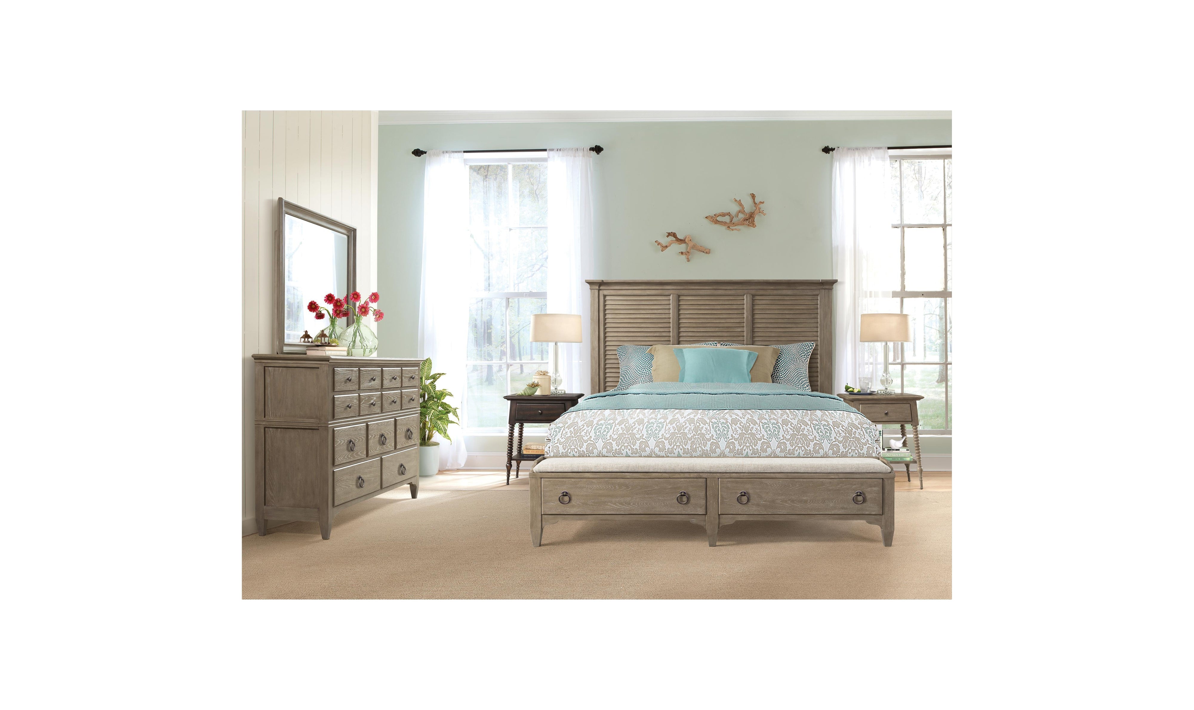 Buy Riverside Myra Louver Bed with Storage (King/Queen Size) Online ...