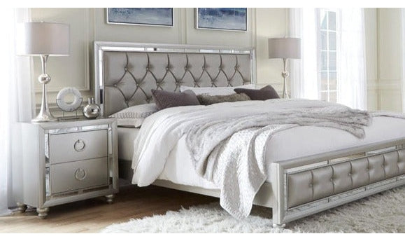 Buy Global Furniture Riley 2-Drawers Nightstand in Luxurious Silver ...