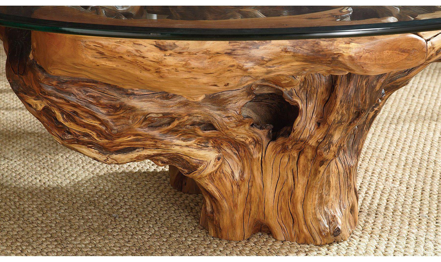 Buy Hammary Root Ball Cocktail Table with Round Glass Top Online Jennifer Furniture