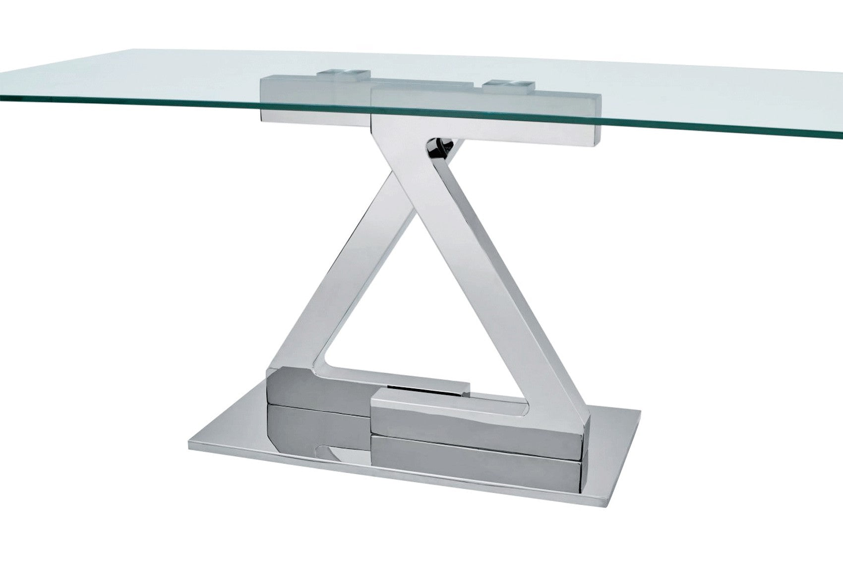 ESF Furniture ZZ Rectangular White Dining Table with Glass Top ...